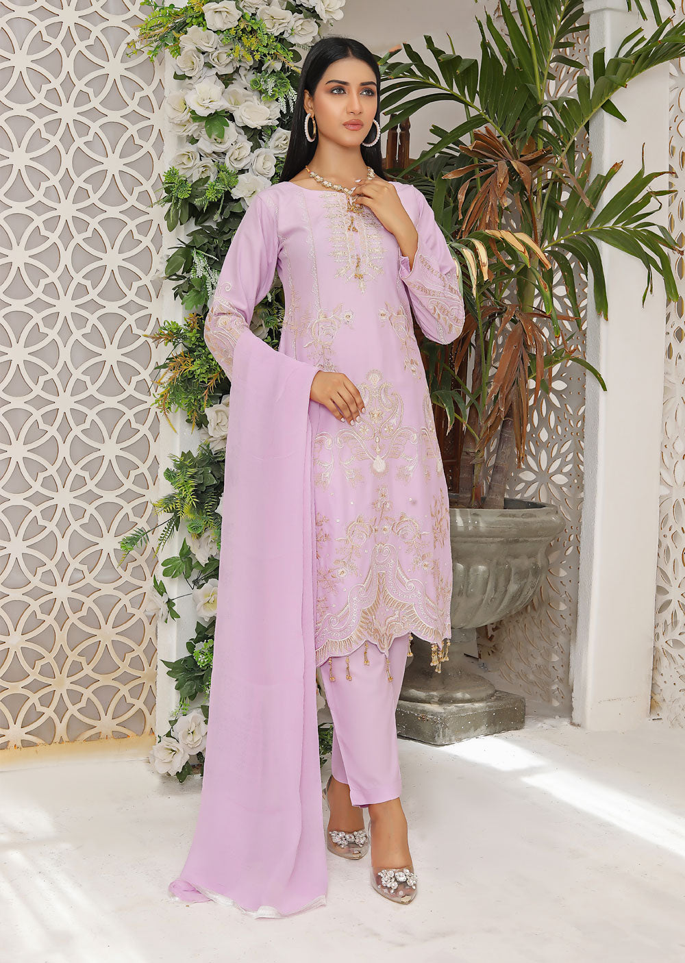 HK207 Rida Readymade Lilac Linen Suit – Memsaab