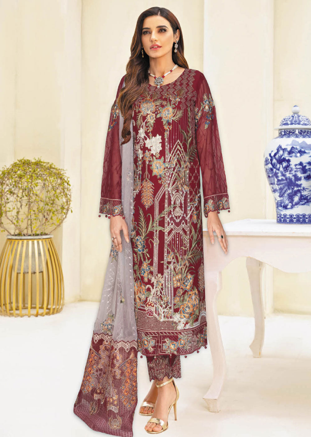 N-1307 - Unstitched - Nayab Weightless Chiffon Collection by Ramsha Vo – Memsaab