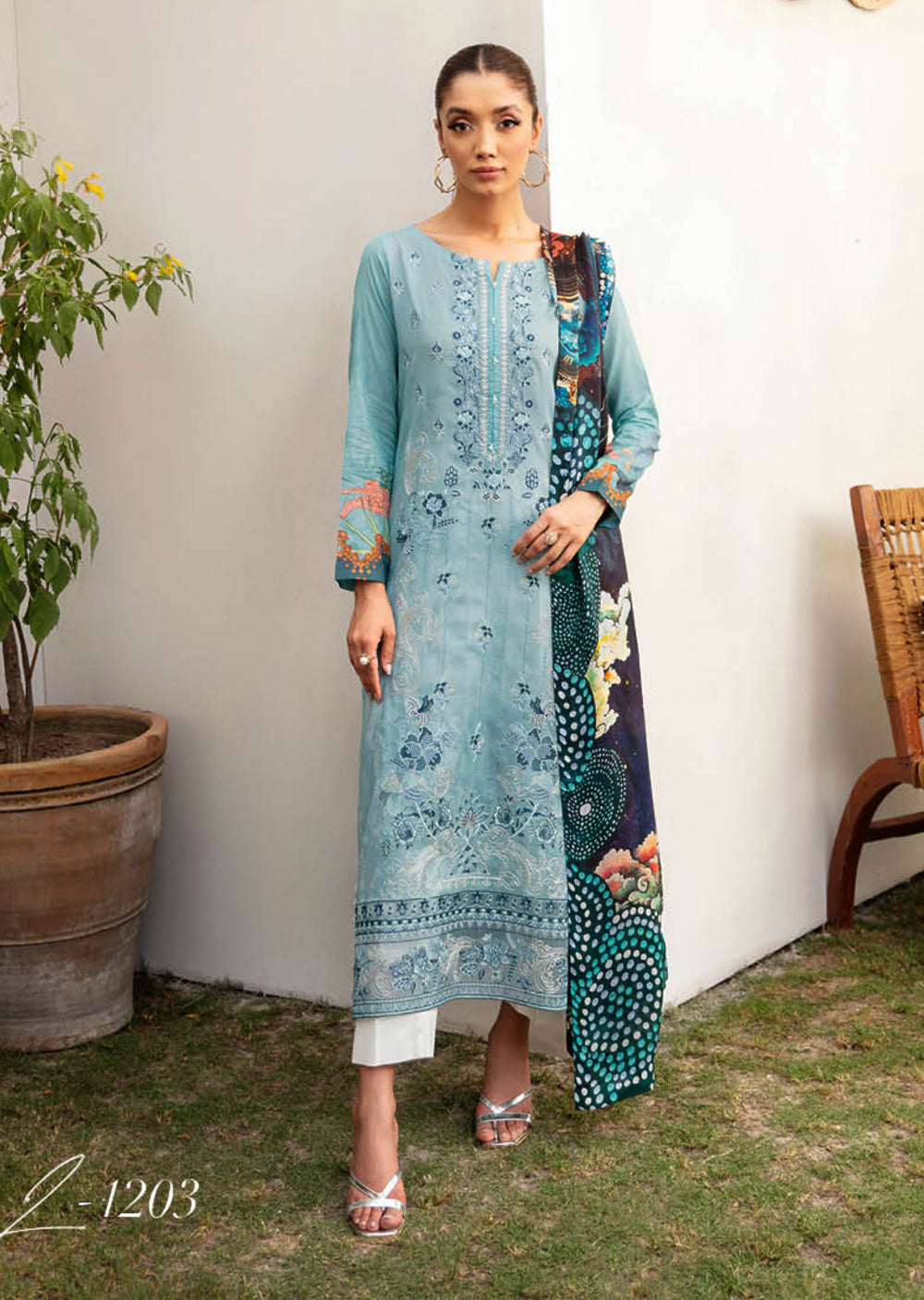 L-1203-R - Readymade - Ramsha Mashaal Luxury Lawn Vol 12 2024 – Memsaab