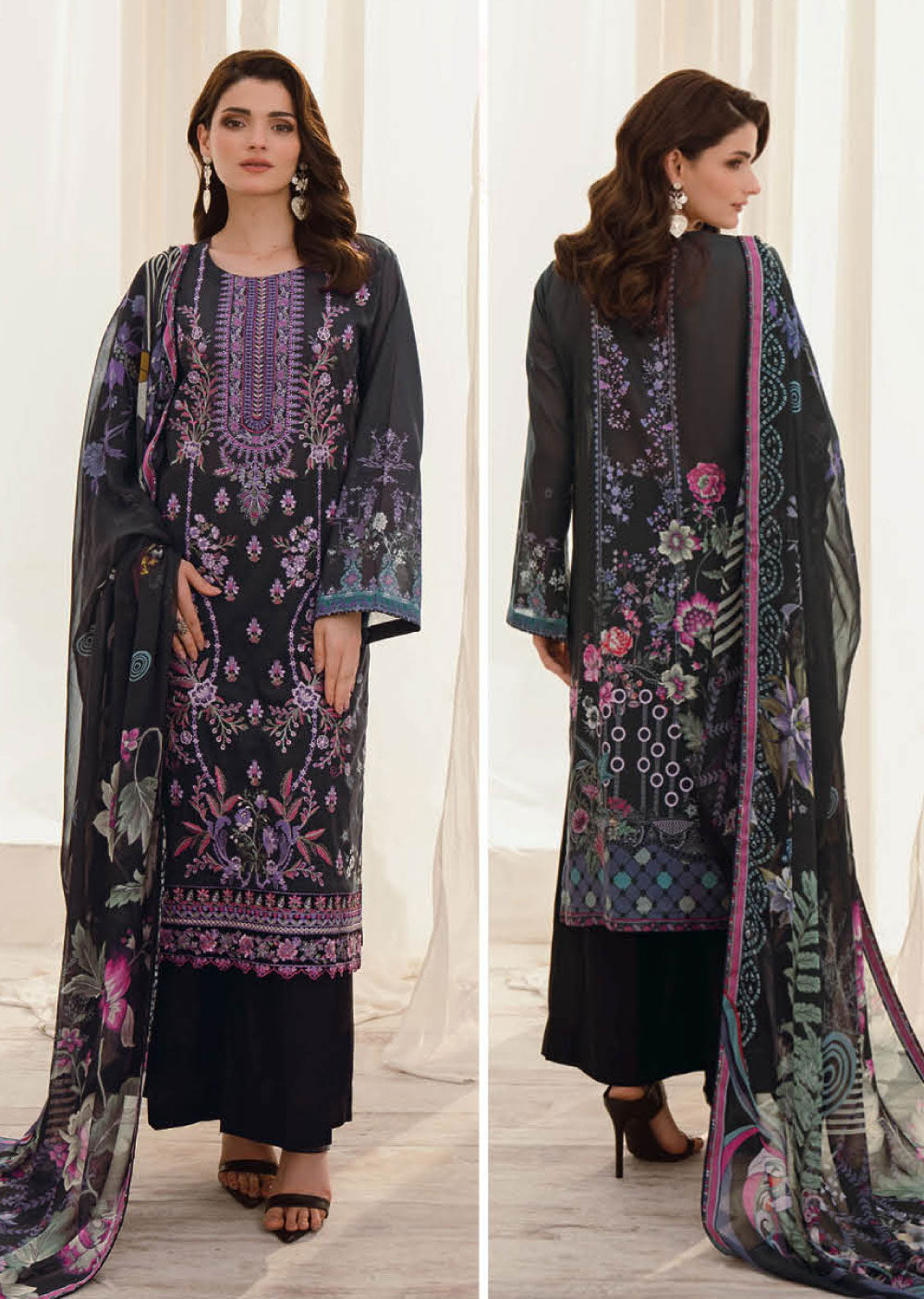 L-1004-R - Readymade - Ramsha Mashaal Luxury Lawn Vol - 10 2024 – Memsaab