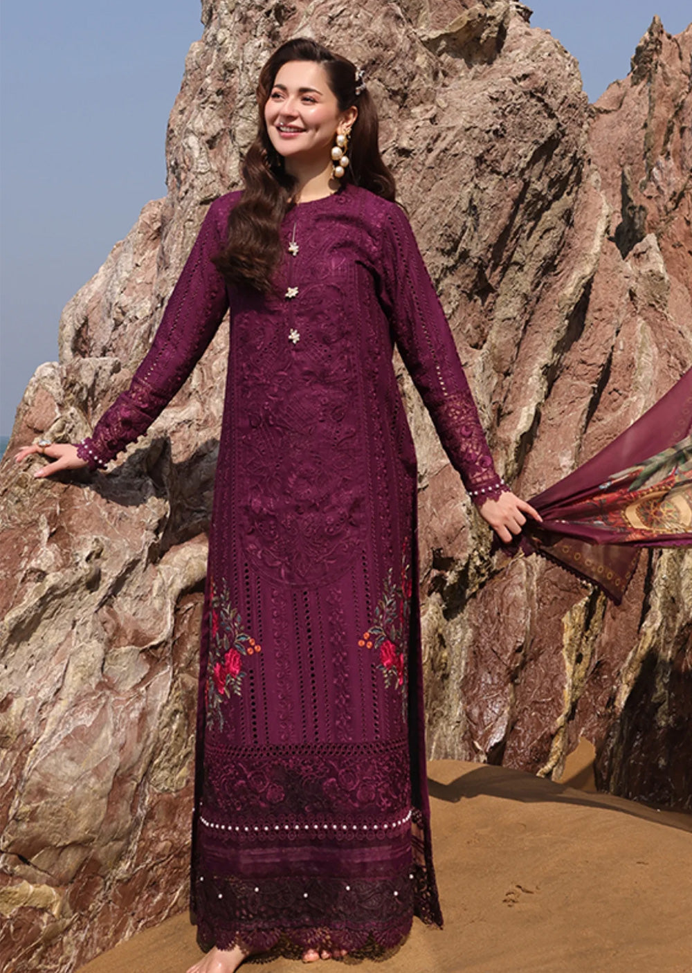 HNA-77 - Izaan - Hania Luxury Lawn Collection 2025 – Memsaab