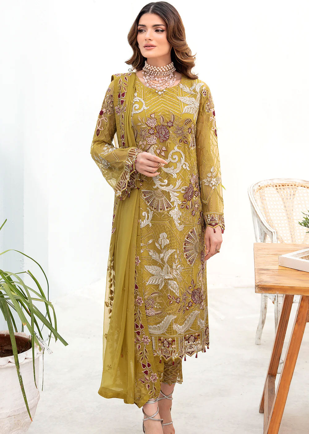 A-706-R - Readymade - Ramsha Chevron Chiffon Collection Vol 7 – Memsaab