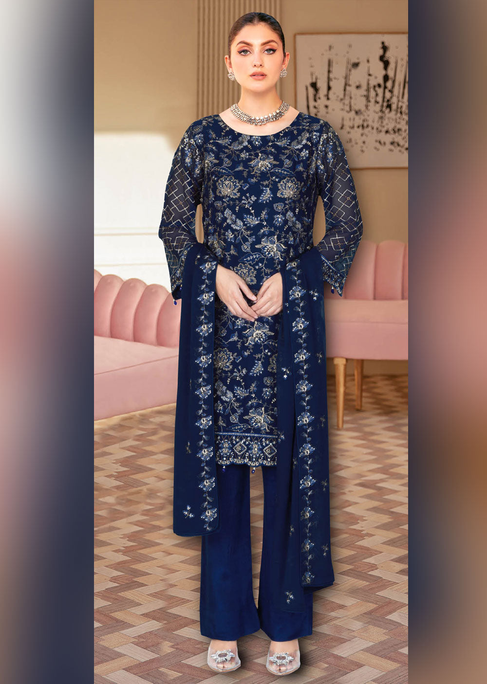 WA-357 - Navy - Readymade - Ramsha Suit 2024 – Memsaab