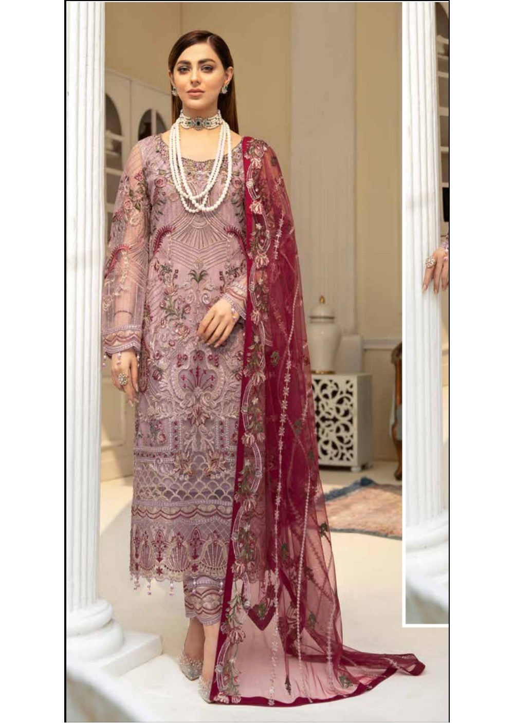 M-507 Readymade Minhal Organza Suit – Memsaab