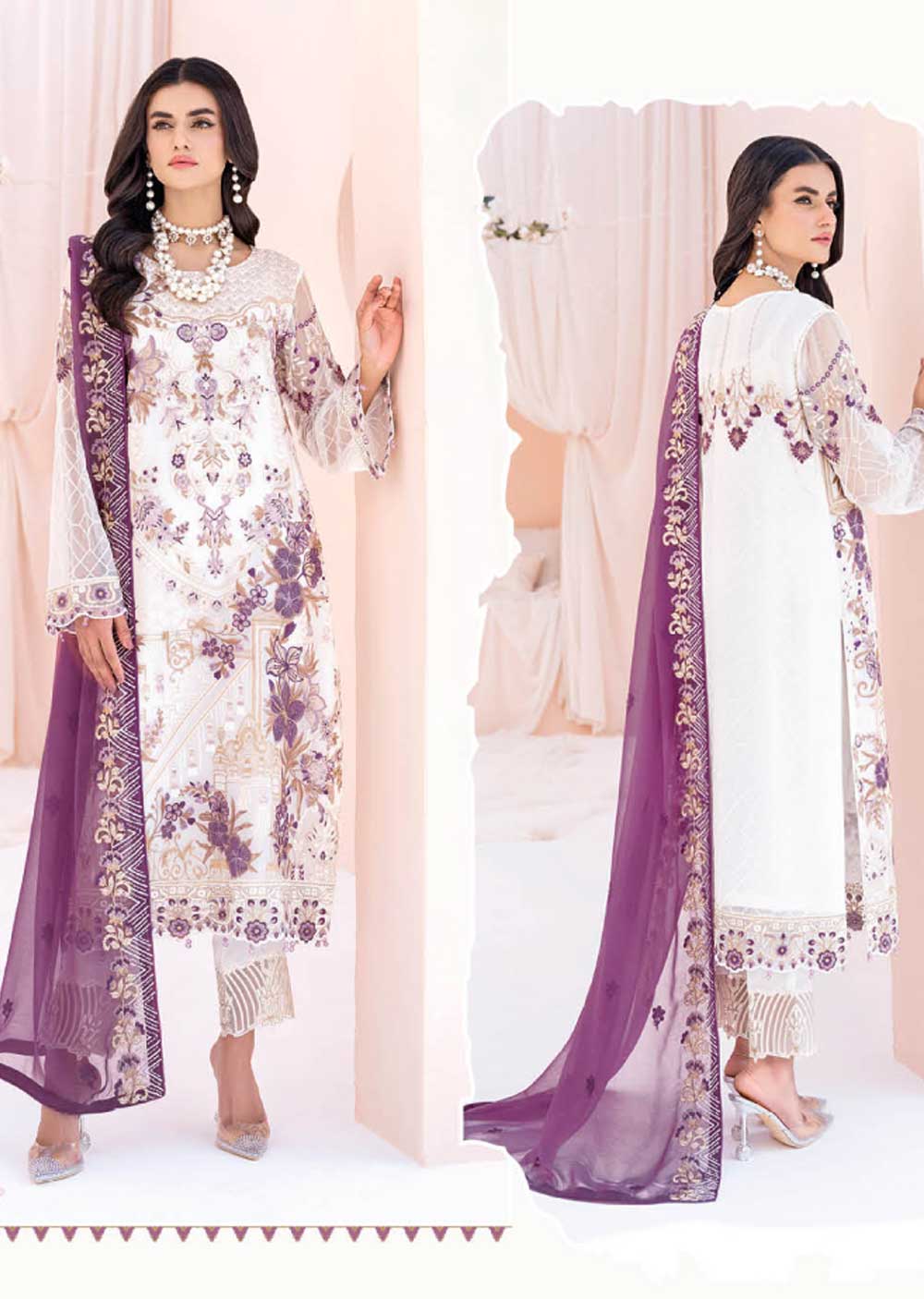 RCD-602-R - Readymade - Ramsha Chevron Chiffon Collection Vol 06 2023 – Memsaab