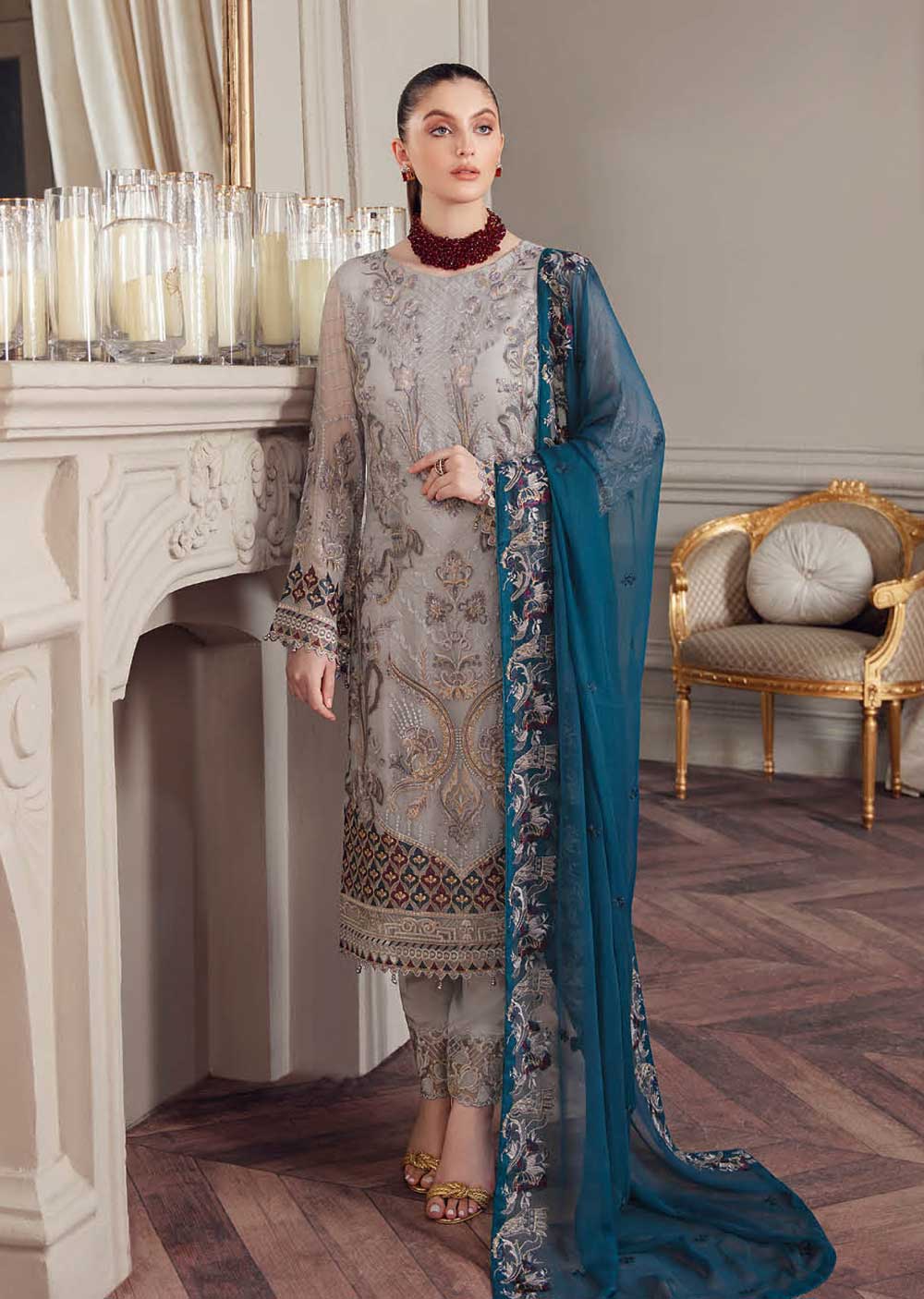 A-503-R - Readymade - Chevron Chiffon Collection Vol 5 by Ramsha 2022 – Memsaab