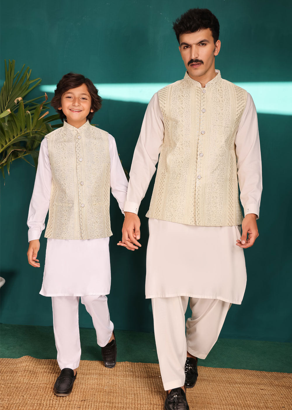 NF2105 Father & Son Off White Waist Coat – Memsaab