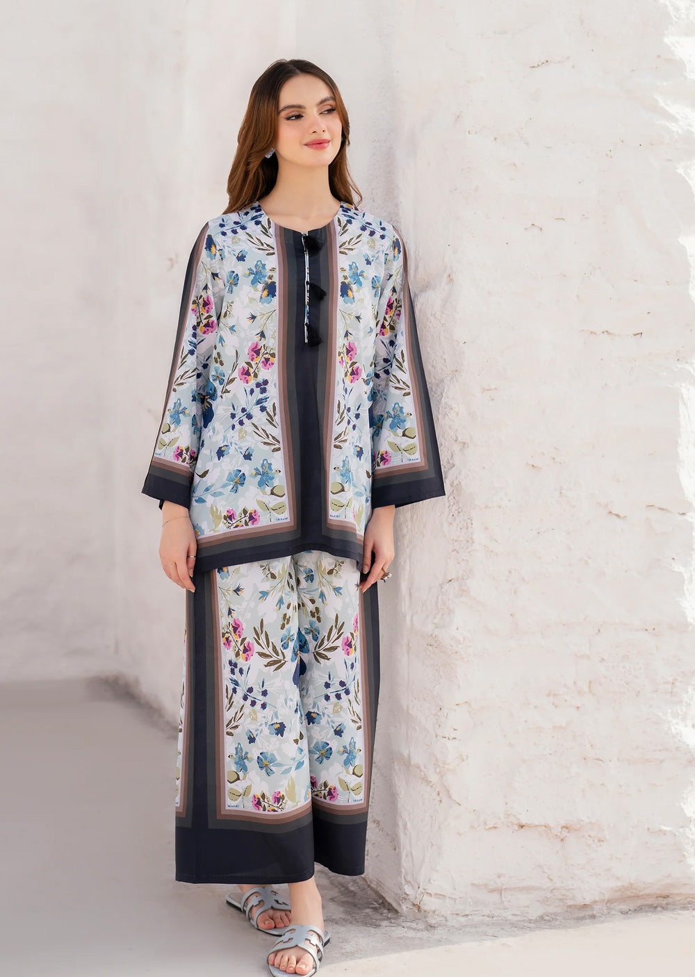 GUYR-14 - Floral/Blue - Selene - Readymade Suit by Garnet 2024 – Memsaab