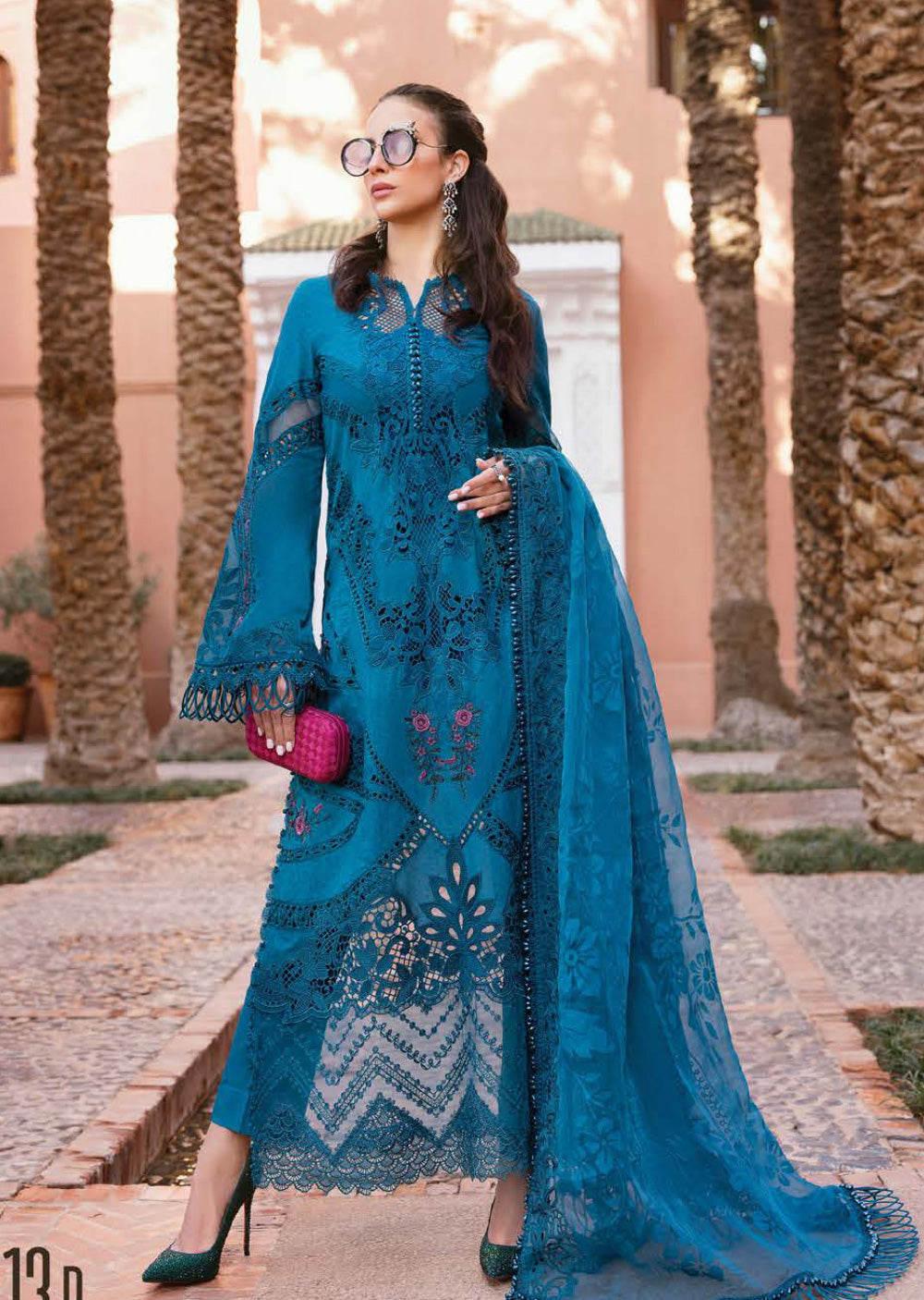 MLUX-13-B - Maria B Voyage Lux Lawn Collection Vol 25 2025 – Memsaab