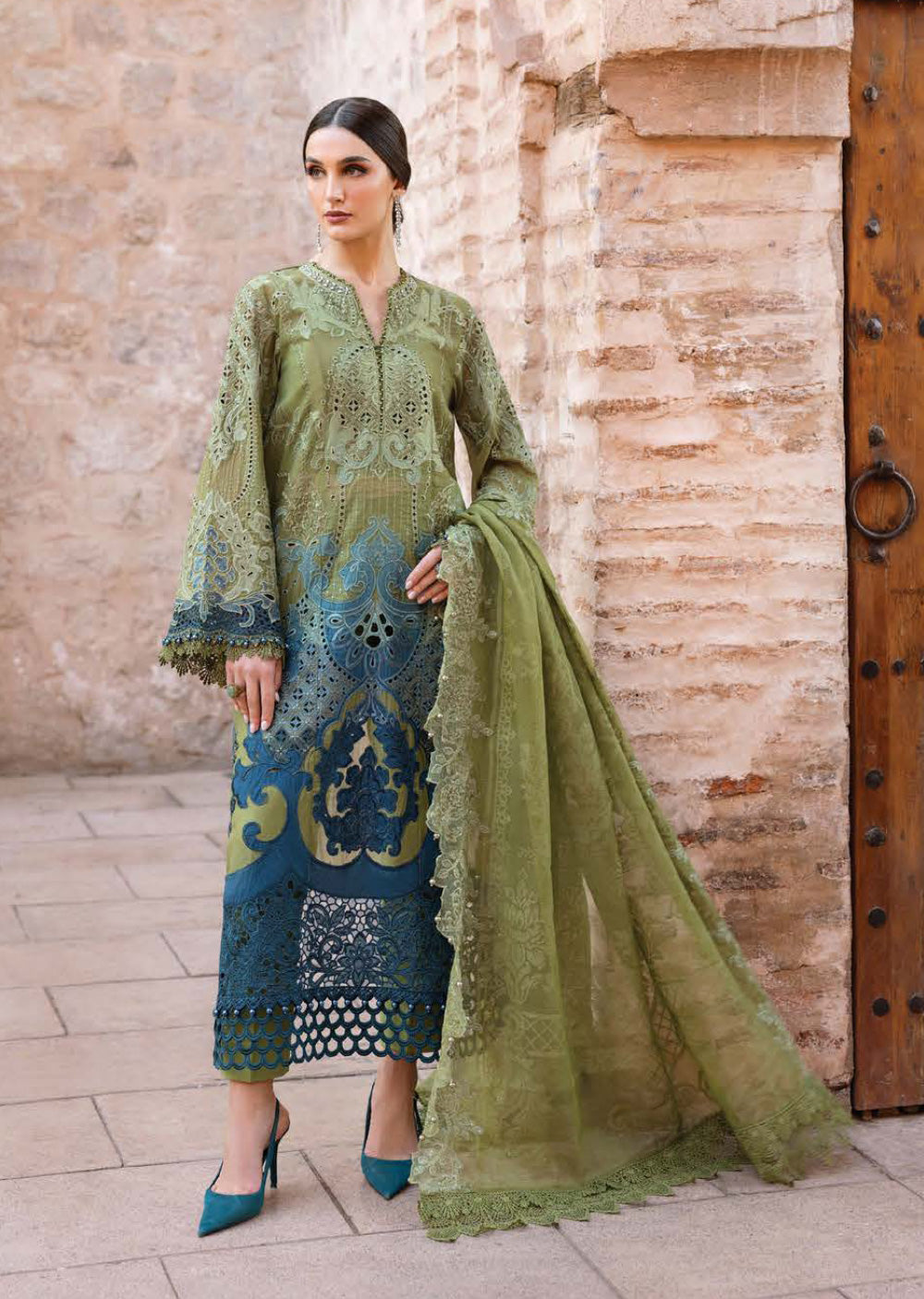 MLUX-01-A - Maria B Voyage Lux Lawn Collection Vol 25 2025 – Memsaab