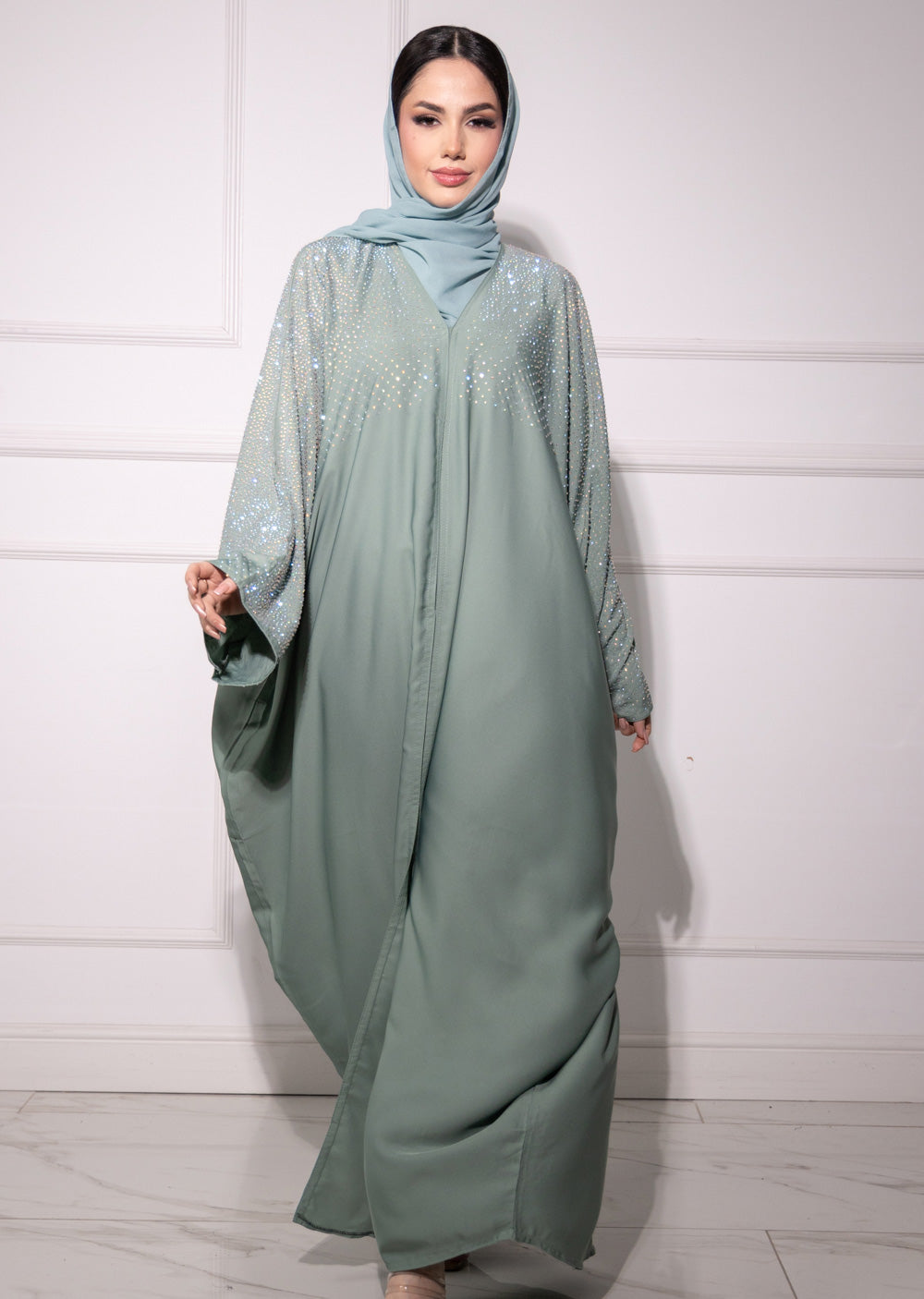 DSL-203 Aroosh - Teal Smoke Abaya – Memsaab