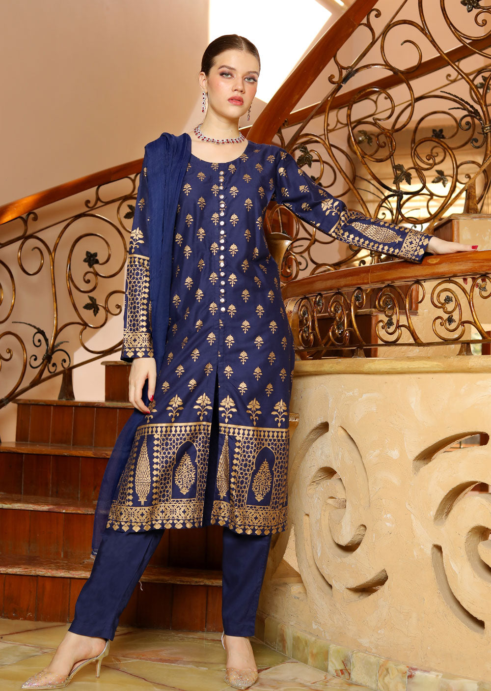 HK221 - Navy Readymade Suit – Memsaab