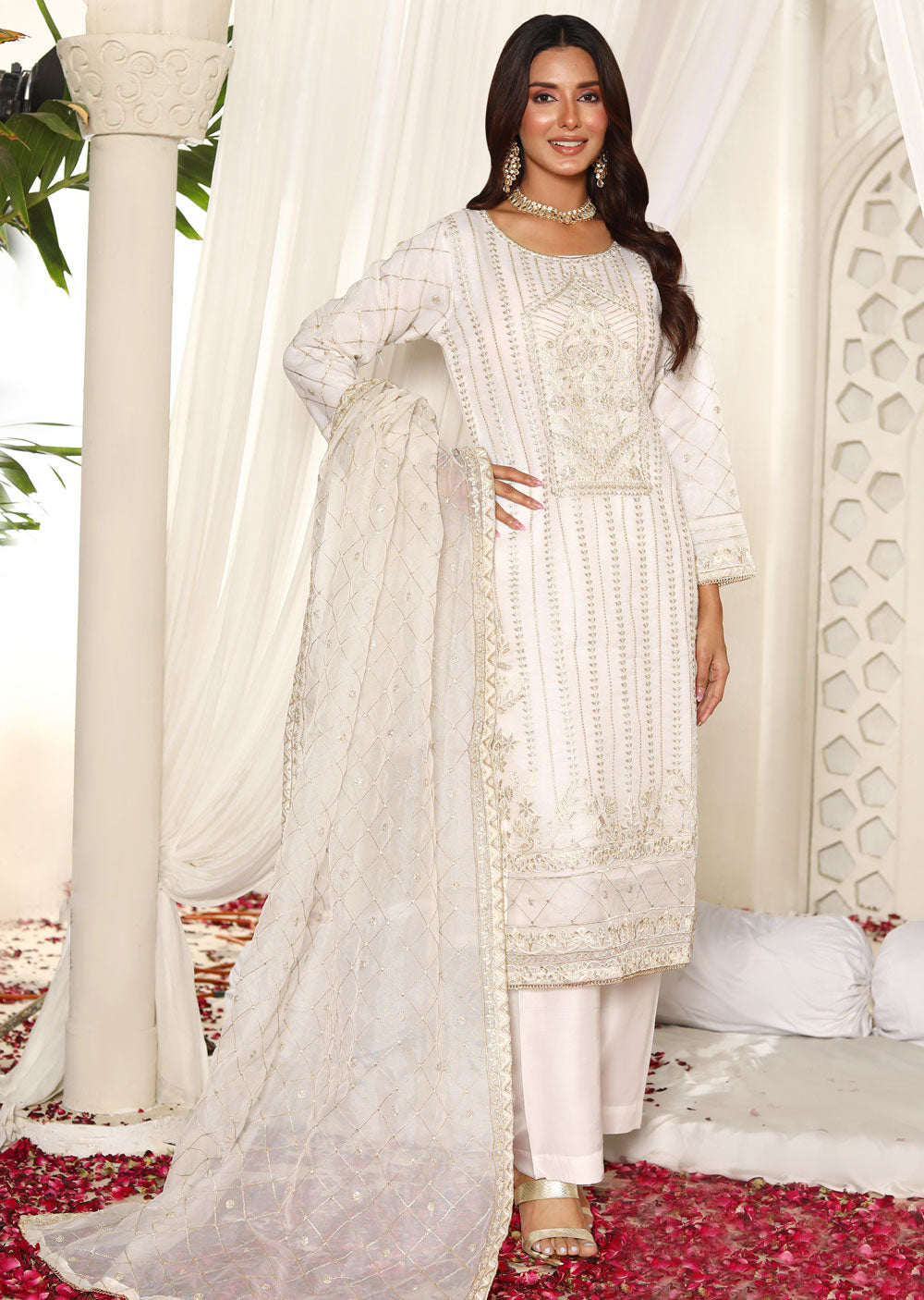 KLD1029 Shaam - Readymade Khadi Net Suit – Memsaab