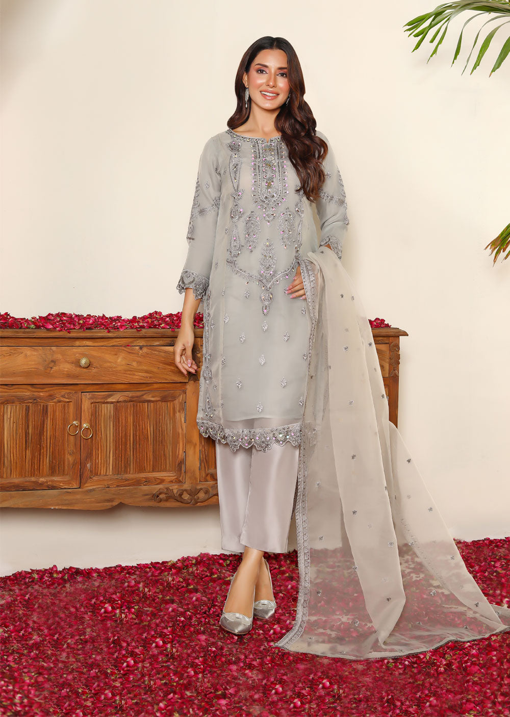 KLD1019 Rani - Readymade Organza Suit – Memsaab