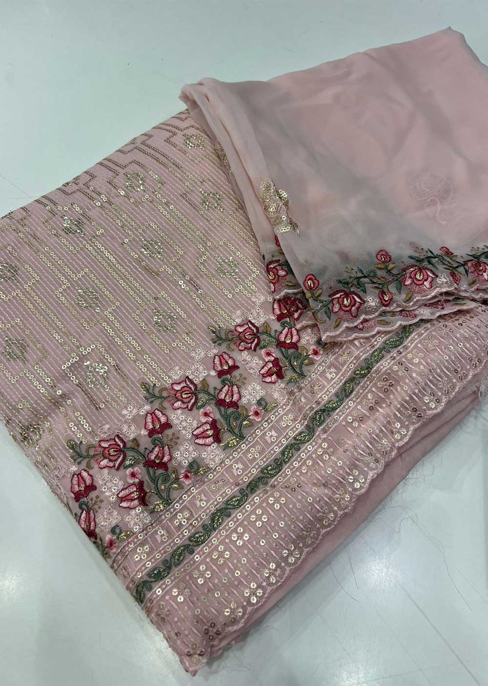 ATQ5380 Unstitched Pink Georgette Suit – Memsaab