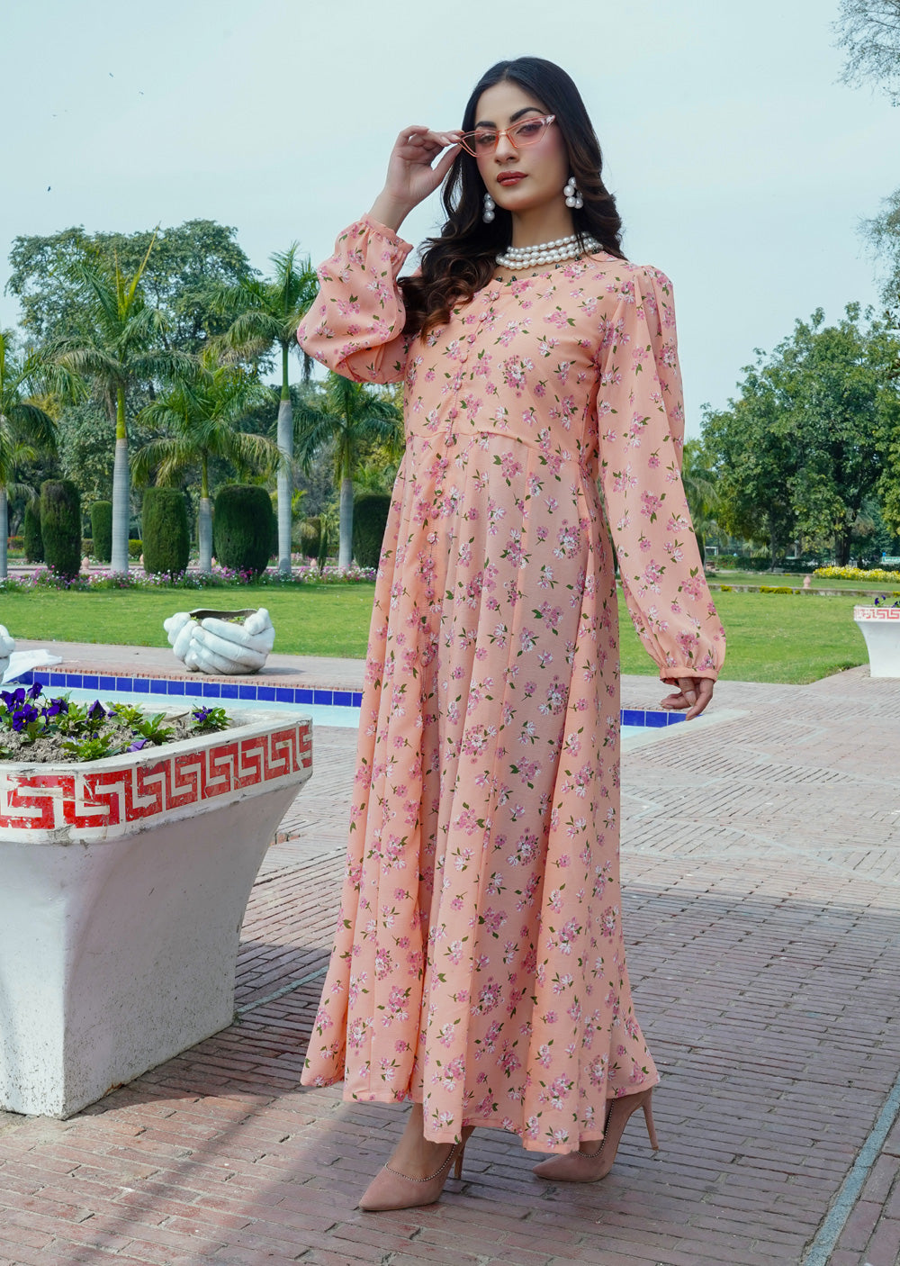 FK-304- Peach - Readymade Georgette Outfit 2025 – Memsaab