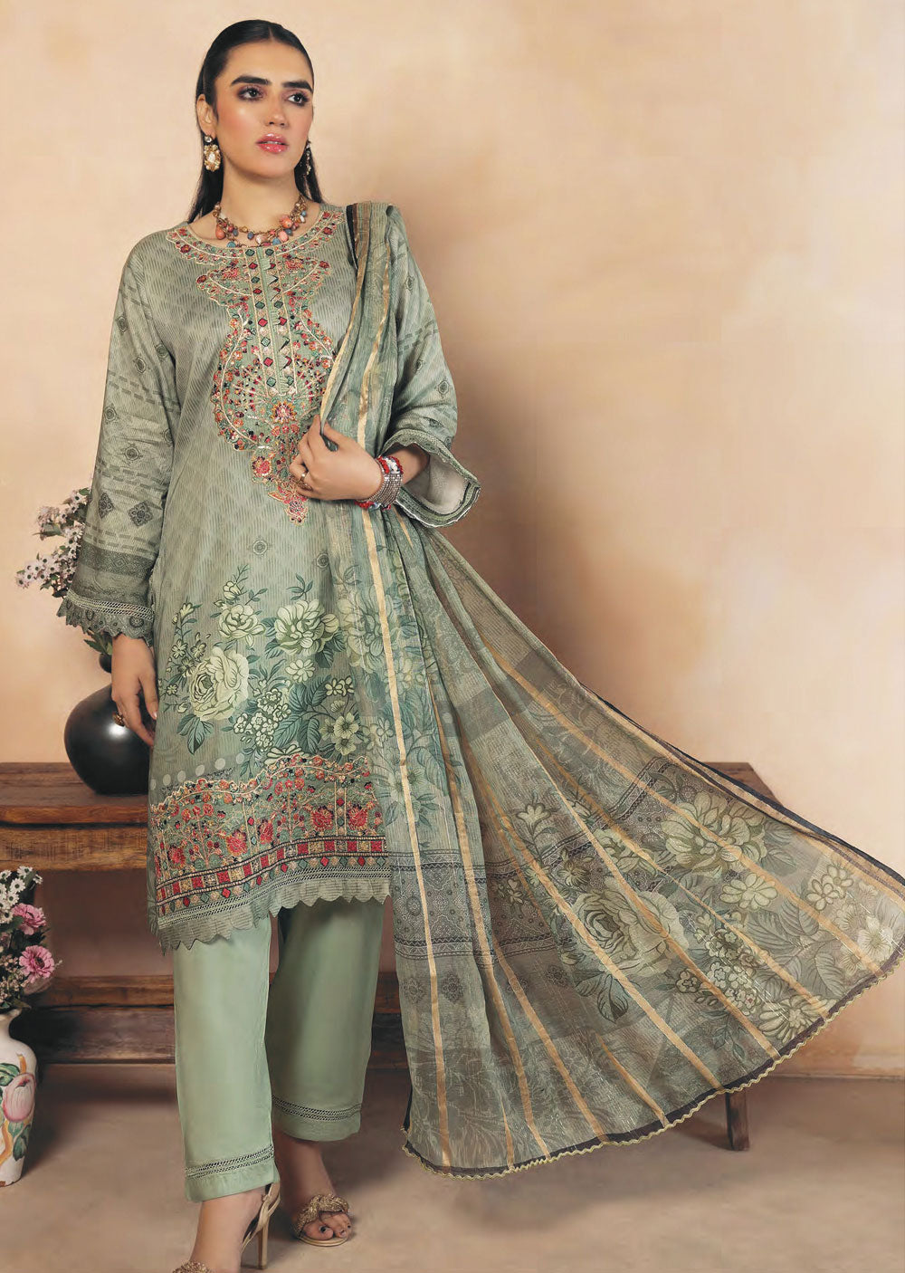 MSSBL-05 - Readymade - Munira Digital Linen Suit 2024 – Memsaab