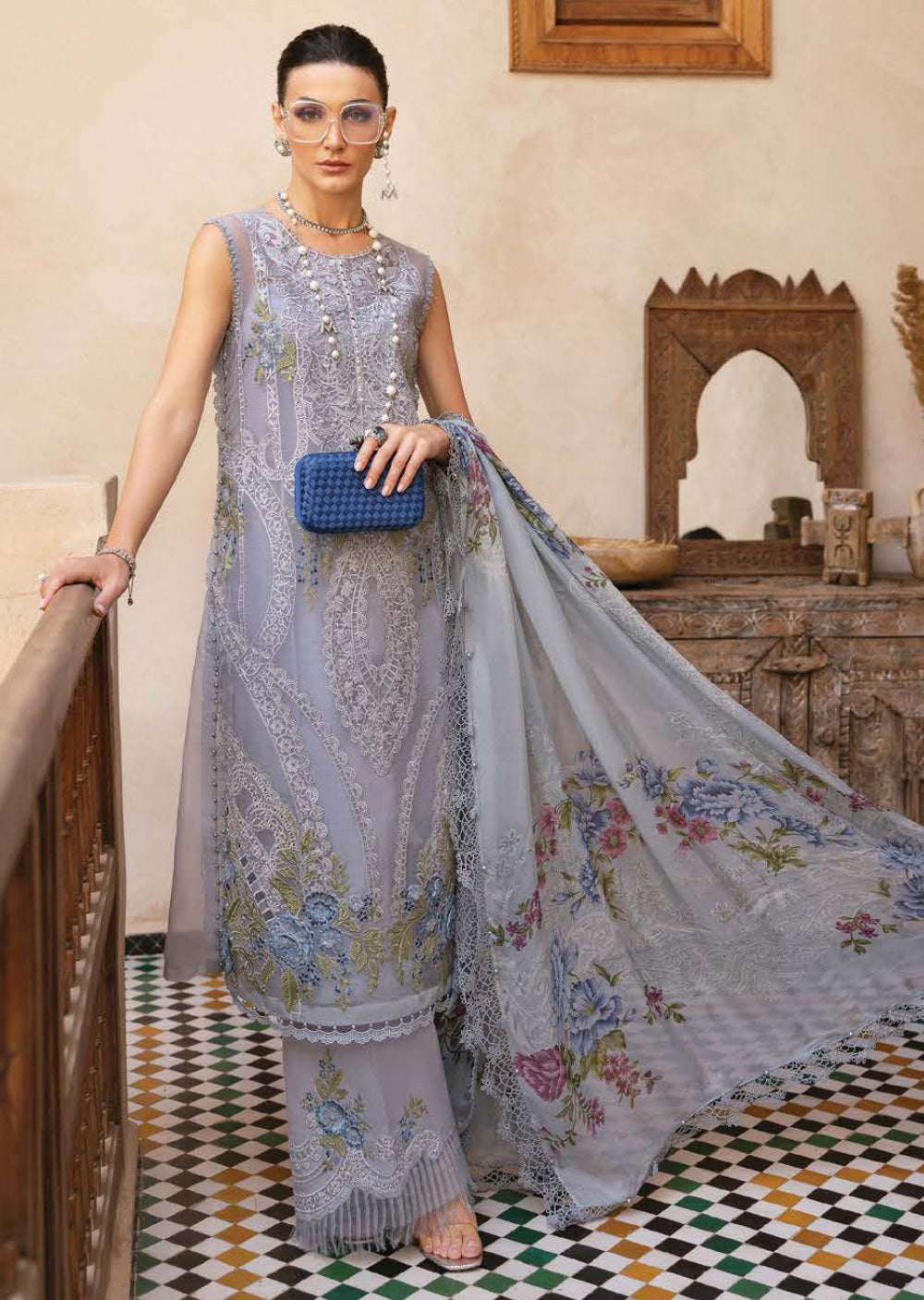 MLUX-09-B - Maria B Voyage Lux Lawn Collection Vol 25 2025 – Memsaab