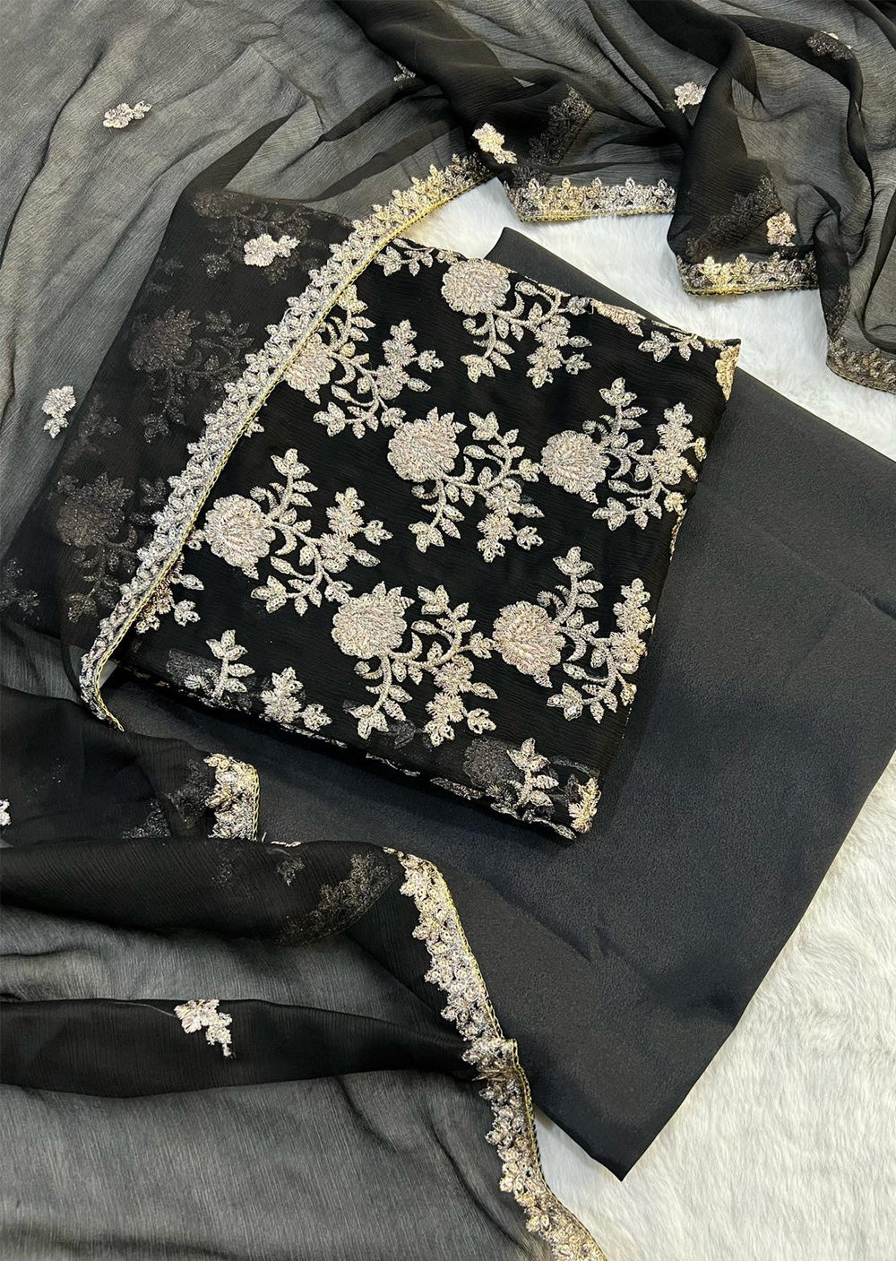 AMNDU-04 - Unstitched - Amna Net Suit 2025 – Memsaab