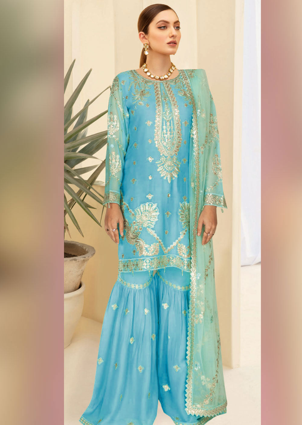 WA-377-G - TEAL Readymade - Ramsha Suit 2024 – Memsaab