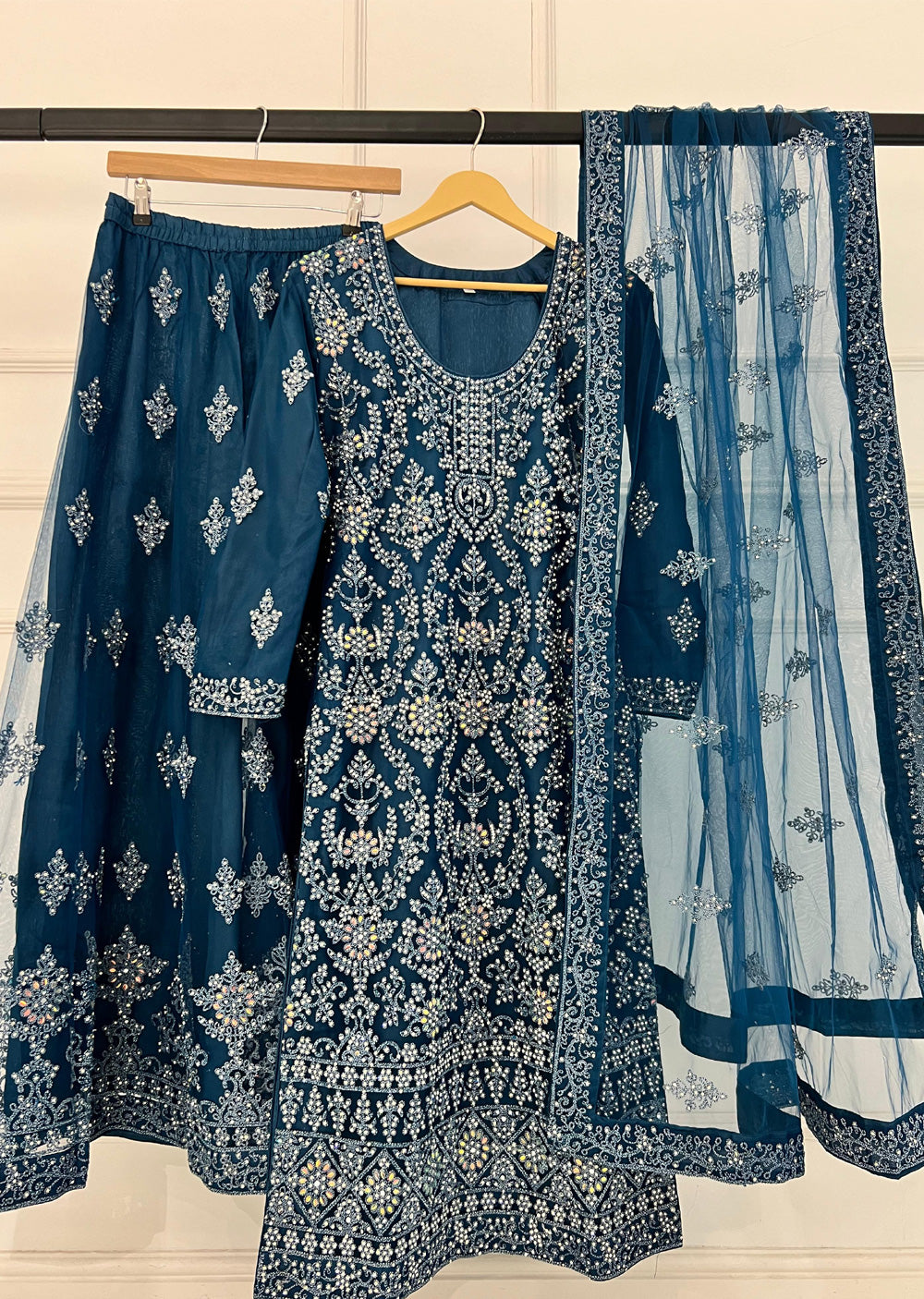 RH2102 Bally - Teal Fancy Net Outfit – Memsaab