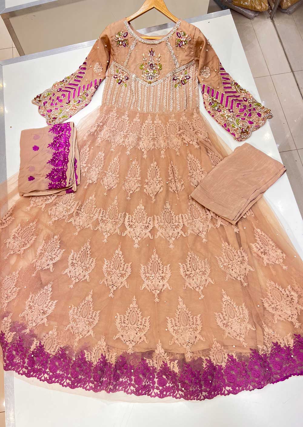 ZN1758 Dusty Pink Readymade Net Suit – Memsaab